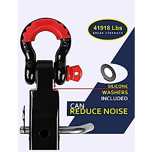 Shackle Hitch Receiver 2 inch, 41918 Lbs Break Strength Never Rust Receiver Shackle Bracket Heavy Duty and Solid with 3/4'' D Ring Shackle, Towing Accessories Compatible with Trucks Jeeps