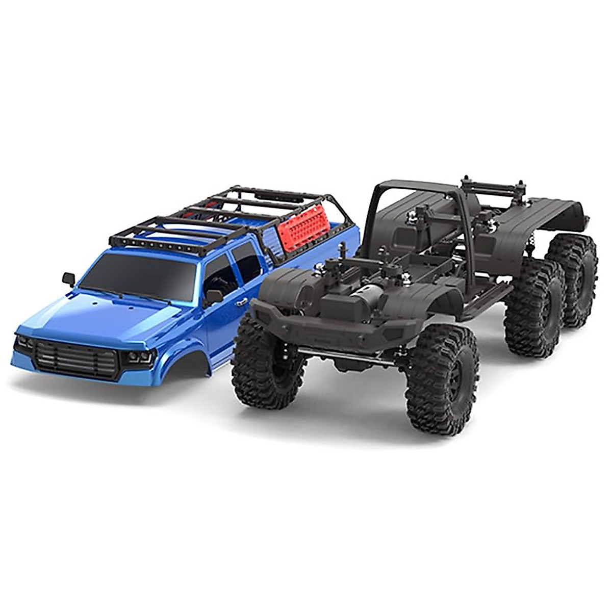 wheelfun CROSSRC 6WD RC Off-Road Truck Pickup 1/10 6X6 AT6 Remote Control Electric Climbing Cars Rock Crawler 2Speed Gearbox Motor ESC Servo Light Hobby Grade Pickup for Adults