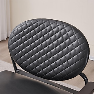 Tiophome Accent Metal Frame, PU Leather Upholstered Comfy Oval Back with Lattic, Side Leisure Lounge Arm Chairs Armchairs for Living Room, Bedroom, Black, Extra Large