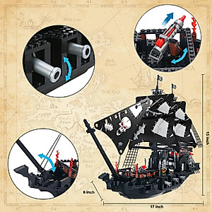 BRICK STORY 809-Piece Black Pirate Ship Building Set with Mini Figures for Kids Age 8+