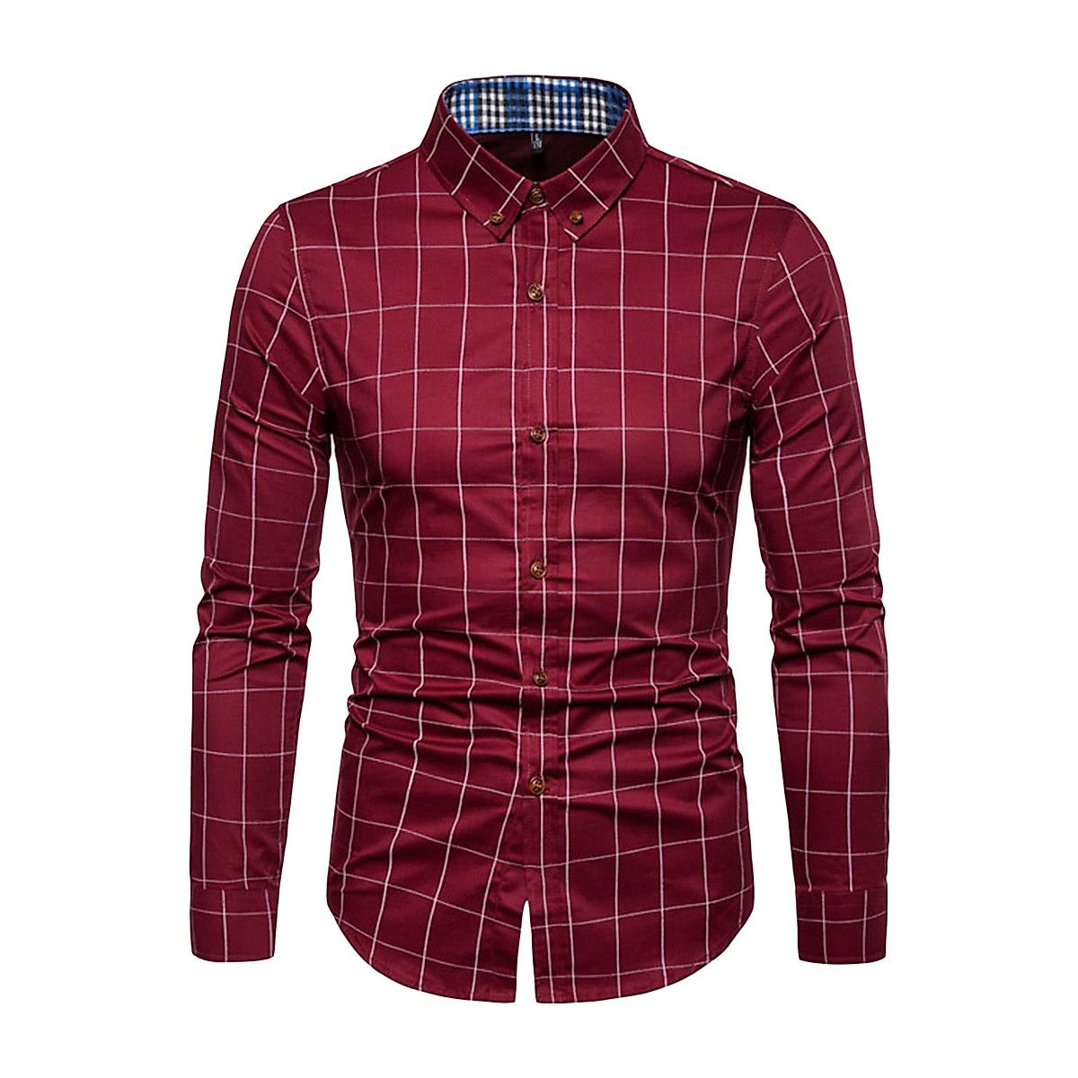 Men's Striped Wrinkle Free Dress Shirt Regular Fit Button Down Shirts Plaid Solid Slim Fit Long Sleeve Shirts (Red,5X-Large)