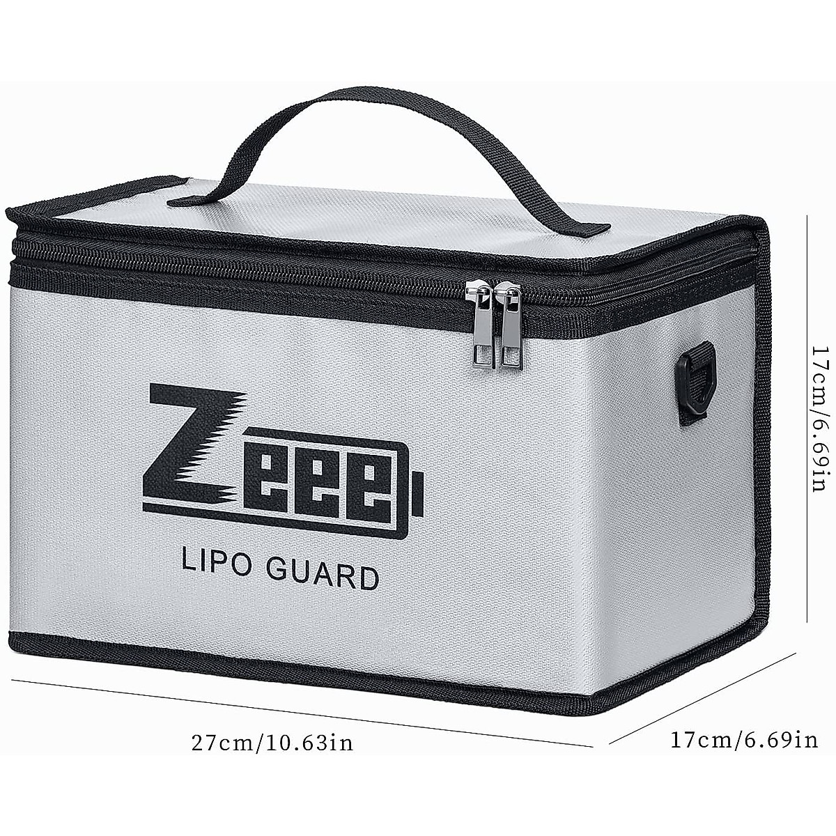 Zeee Lipo Safe Bag Battery Fireproof Bag Large Capacity Storage Guard Battery Safe Pouch for Storage Charging - 10 Cell Adjustable Battery Safe Bag(10.6x6.7x6.7in)