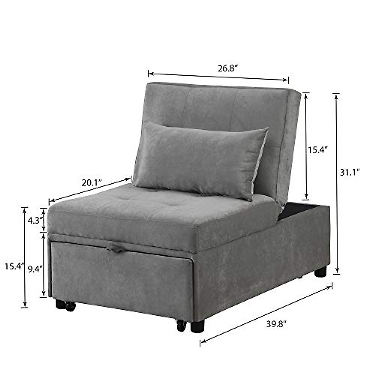 Gray Sofa Bed with Storage（Folding）