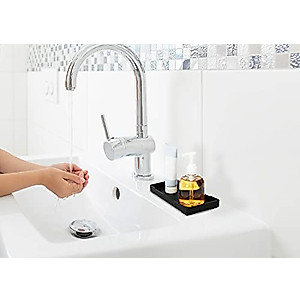 VCREATC Small Black Mini Tray (8 inch x 4 inch) for Kitchen Counter, Bathroom for Vanity Items, Coffee Accessory, Bar, Serving Seasoning, Salt and Pepper, Soap, Perfume or Display Use.