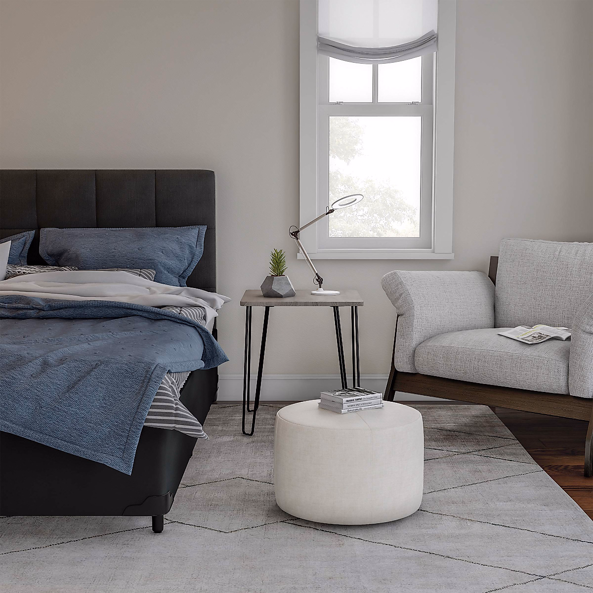 Lavish Home LED Desk Lamp - Swing Arm Architect Lamp - Adjustable Natural Sun Lighting for Home Office, Bedroom, or Dorm Room (White)