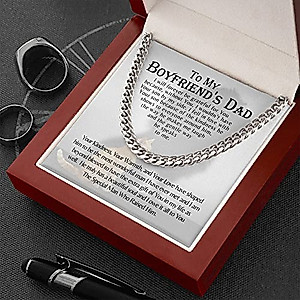 To My Boyfriends Dad Father Gift, Cuban link Chain, Necklace, for Christmas, Birthday, Just Because, Fathers Day, Present, Stocking Stuffer TBS0574