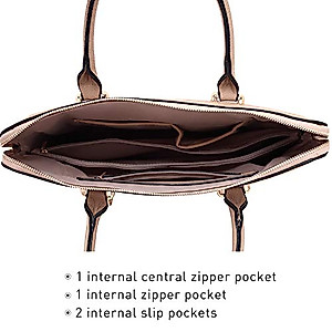 Dasein Women Woven Design Large Handbag Purse Vegan Leather Work Bag Tote Shoulder Bag