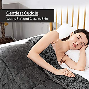 Sivio Weighted Blanket for Adult, 15 lbs Sherpa Heavy Blanket with Soft Flannel Reversible, Queen Size, Extra Warm Cozy Fluffy Weighted Blanket, 60x80 Inches Dual Sided Grey