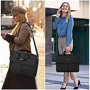 Bonioka Womens 15.6-Inch Laptop & Tablet Bag, Briefcase for Women, Large Laptop Case Computer Book Bag for Office Business Work, Black