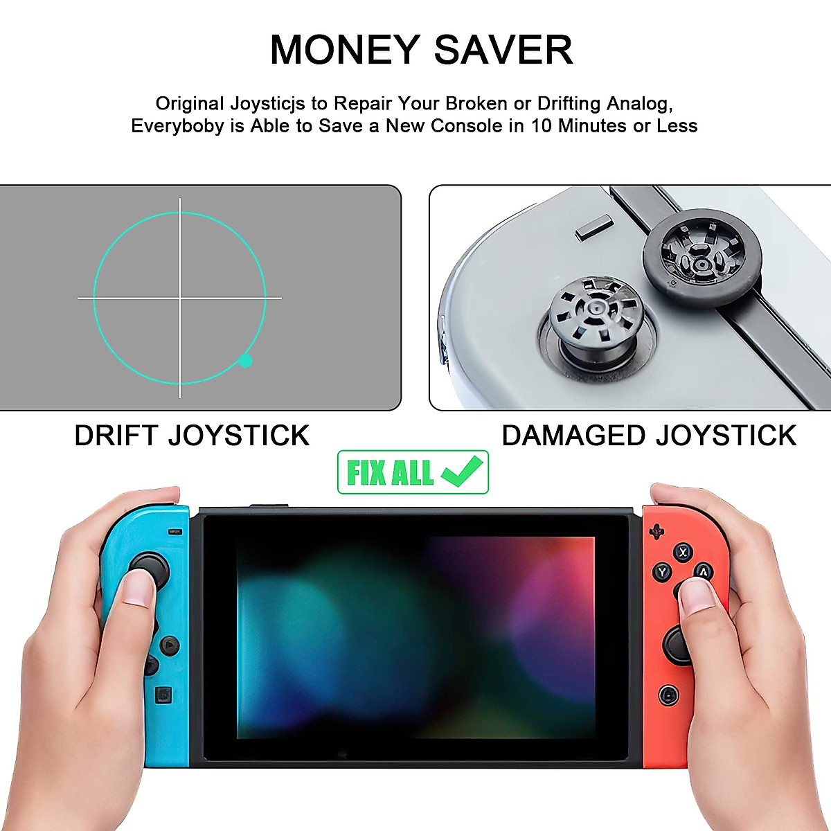 Joystick Replacement for Switch Lite,Repair Joystick Replacement Tool Kit for Switch lite and Nintendo Joycon Controller with Triwing Screwdriver,Thumb Grip Caps& Tweezers