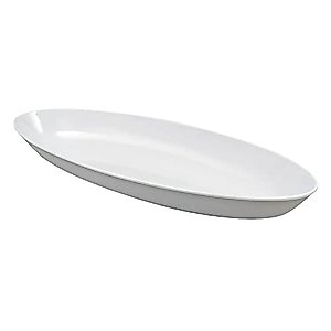 G.E.T. ML-256-W White 10.4 qt., 30" x 11.75" Deep Oval Platter, Break Resistant Dishwasher Safe Melamine Plastic, Siciliano Collection
