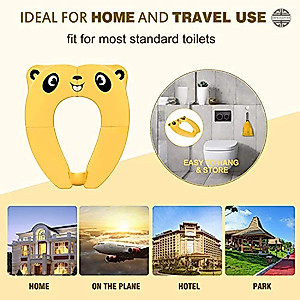Travel Potties,Toddler Potty Seat Cover Travel Portable Potty Seat for Kids Non-Slip Foldable Toilet Seat Pad with Carry Bag & Splash Guard Yellow