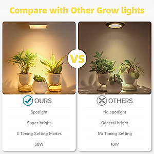 Bstrip Hanging Grow Light, 3000K Full Spectrum Hanging Grow Lights for Indoor Plants, 30W Plant Light Bulbs with 16.4FT Power Cord, Plant Light for Indoor Plant with Timer for Garden, Greenhouse