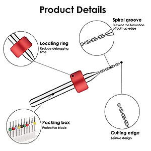 20 Pcs Micro Drill Bit Set Micro Drill Bits Tungsten Steel PCB Print Circuit Board Flute CNC Router Bits Shank for Rough Stone Jewelry Punching Engraving (0.1-1.0 mm)