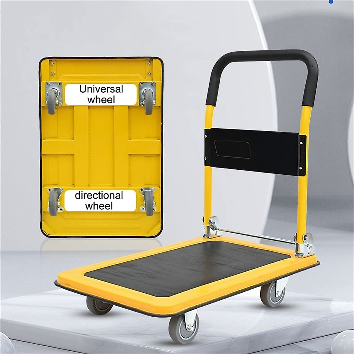 Generic Foldable Hand cart with Anti-Slip Coating, Convertible Hand Truck with Steel Bracket, Foldable 90° Handle, with castors, Load Capacity 400 kg (Color : Green, Size : 77 * 50cm)
