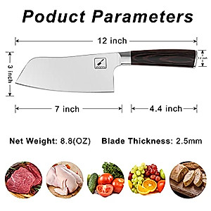 imarku Kitchen Knife, 7 Inch Ultra Sharp Butcher Knife - Japanese SUS440A Stainless Steel Cleaver Knife with Ergonomic Handle, Meat Knife for Home, Kitchen, Restaurant - Best Gifts
