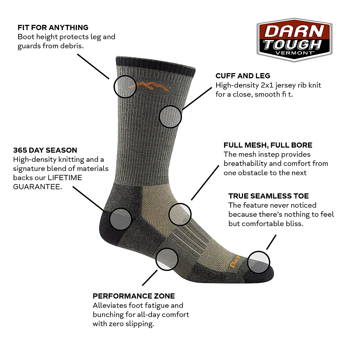 Darn Tough Men's Hunting Boot Lightweight with Cushion Sock (Style 2100)