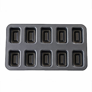 Elesinsoz 10 Cup Financier Cake Baking Pan Mini Brownie Bite Square Muffin Cupcake Small Banana Bread Loaf Meatloaf Cornbread Nonstick Madeleine Cookie All Edge Only Corner Individual Tin Tray Mold