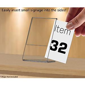 10 Pack Small Slanted Sign Holder 2.25" x 3.25" Clear Acrylic Name Tag Frame Deli Tags Table Reception Seating Placement Holders Sandwich Shops Countertop by Marketing Holders