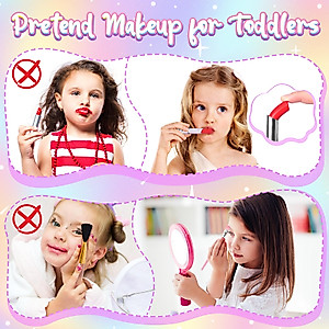 Pretend Makeup for Toddlers, Kids Pretend Makeup Kit for Girls Fake Makeup Toys with Cosmetic Bag, Play Makeup for Little Girls Age 3 4 5 6 7 Christmas Birthday Gifts Toys (Fake Makeup)