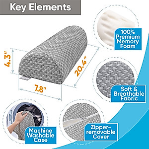 5 STARS UNITED Half Moon Bolster Semi-Roll Pillow, Grey and Seat Cushion Pillow for Office Chair