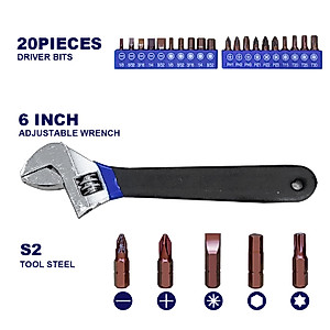 Torin 40 Piece Tool Set Household Repair Tool Kit with Plastic ToolBox, adjustable wrench, driver handle, linesman pliers, measuring tape, screwdriver bits, screwdrivers Set For Men Women, APK040TSM-2