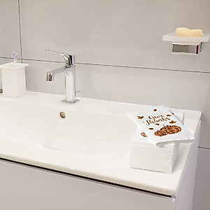 100 Pcs Disposable Thanksgiving Napkins Fall Leaves Paper Napkin Give Thanks Pumpkin Guest Towels for Autumn Harvest Fall Decoration, Home Kitchen Bathroom Dinners or Events Holiday Party Napkins