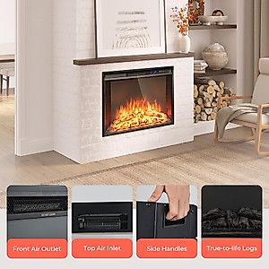 GOFLAME 26-Inch Electric Fireplace Insert, Wall Recessed Fireplace Heater with Thermostat, 3 Flame Colors, 6 Flame Brightness, 6H Timer, Remote Control, Overheat Protection, 750W/1500W