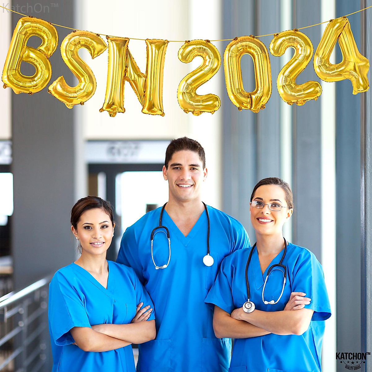 KatchOn, Gold BSN Balloons Letters 2024-16 Inch, Congrats Nurse Banner | Nursing Graduation Party Supplies 2024 | BSN Nurse Balloons 2024 for BSN Graduation Decoration | Nurse Graduation Decorations
