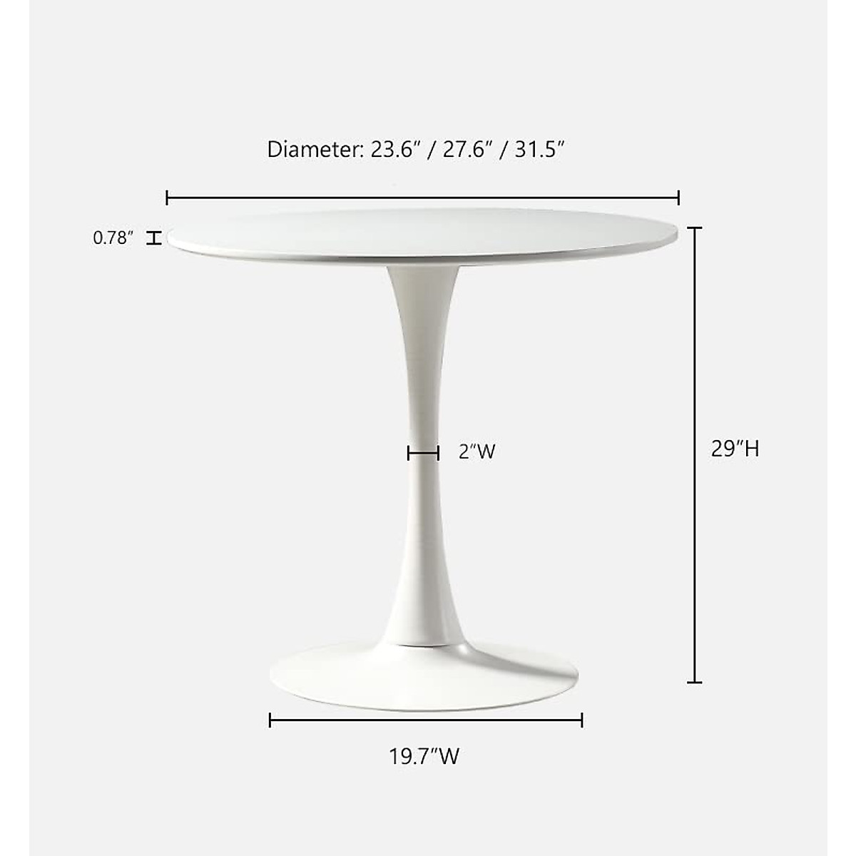 MIINO Round Modern Style Solid Wood Dining Table Dining Furniture with Tulip Base, Small Table for Office Small Coffee Table for 2, White, 23.6" W