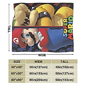 Taodfng Mar-Io Vs Bow-Ser Blanket Flannel Summer Air Conditioner Super Soft Plush Fleece Throw Blanket Home Bed Sofa All Season 60"" X50