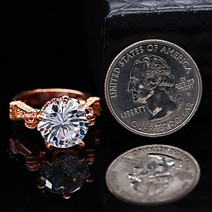 Uloveido Rose Gold Plated Round CZ Simulated Diamond Solitaire Wedding Bridal Engagement Rings for Women (Size 8) Y127