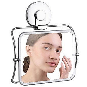 SWAMTIK Shower Mirror Shower Mirror Fogless for Shaving No Fog Shower Mirror 360 Degree Swivel Waterproof Large Shower Mirror Rust Resistant Shower Mirror Fogless for Bathroom NO Drilling Chrome