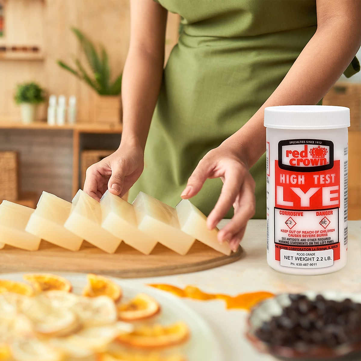 The Boyer Corporation Lye for Soap Making, Sodium Hydroxide Pure High Test Lye Food Grade, Caustic Soda, Drain Cleaner and Clog Remover, 2.2 lbs.