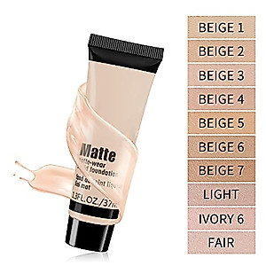 2 Pack Liquid Foundation Cream for Face Makeup,Durable Full Coverage Matte Concealer Make Up,Oil Control & Waterproof Base Primer -1+1 Fl.Oz-BEIGE 4#