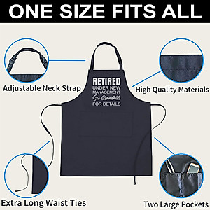 xPuffer Grandmother Chef Apron Mother Day Gift - Retired Grandpa Grandma Under New Management See Grandkids T shirt Black Kitchen Aprons - Grill Cook Apron 1 Size Fits All