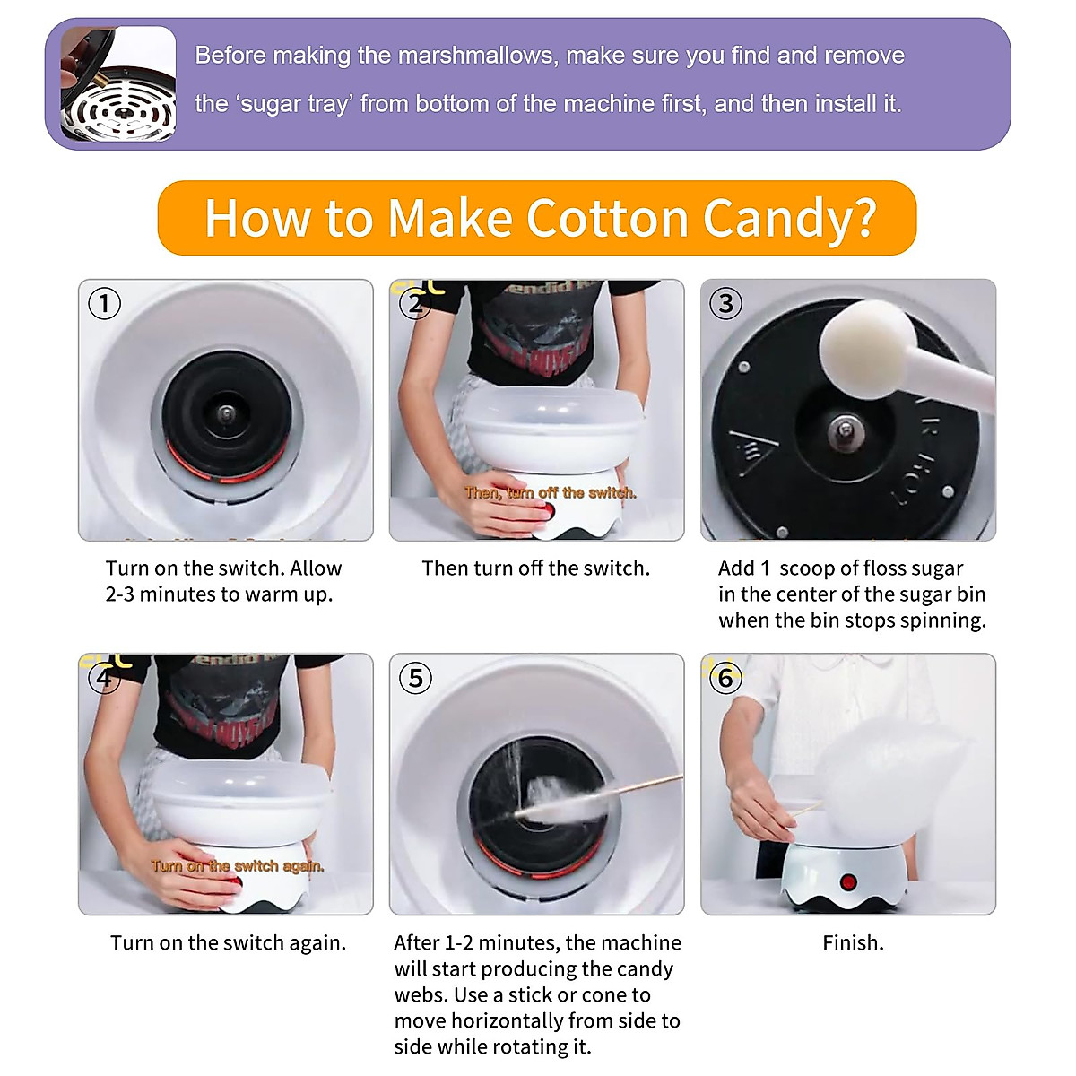 Mini Cotton Candy Machine for Kids, Includes Sugar Scoop, Sticks Cotton Candy Maker for Birthday Party, Gifts, Home Uses