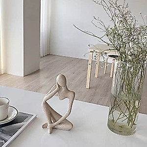Thinker Sculptures, Sandstone Resin Thinker Statue Ornaments, Abstract Style Housewarming Gifts, Living Room Dining Desk Decorations (Right, Small)