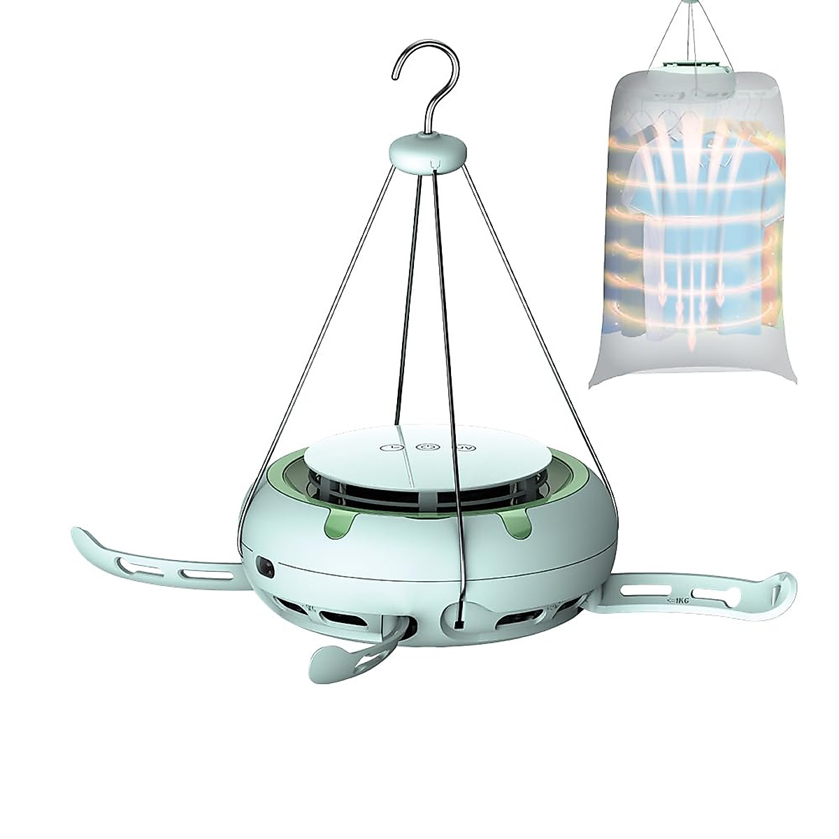 Portable Clothes Dryer Electric Multifunctional Clothe Dryer Heated Foldable Drying Rack Airer with Timer UV Sterilization Compact Clothes Dryer Machine for Apartments RV Travel