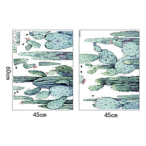 BIBITIME Cactus Wall Decal Green Plants Flower Vinyl Sticker Peel and Stick Home Art PVC Murals for Living Room Nursery Bedroom Children Kids Room Decor (DIY, Cactus - 1 Set)