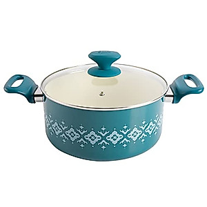 Spice by Tia Mowry Savory Saffron 16-Piece Healthy Nonstick Ceramic Cookware Set - Teal