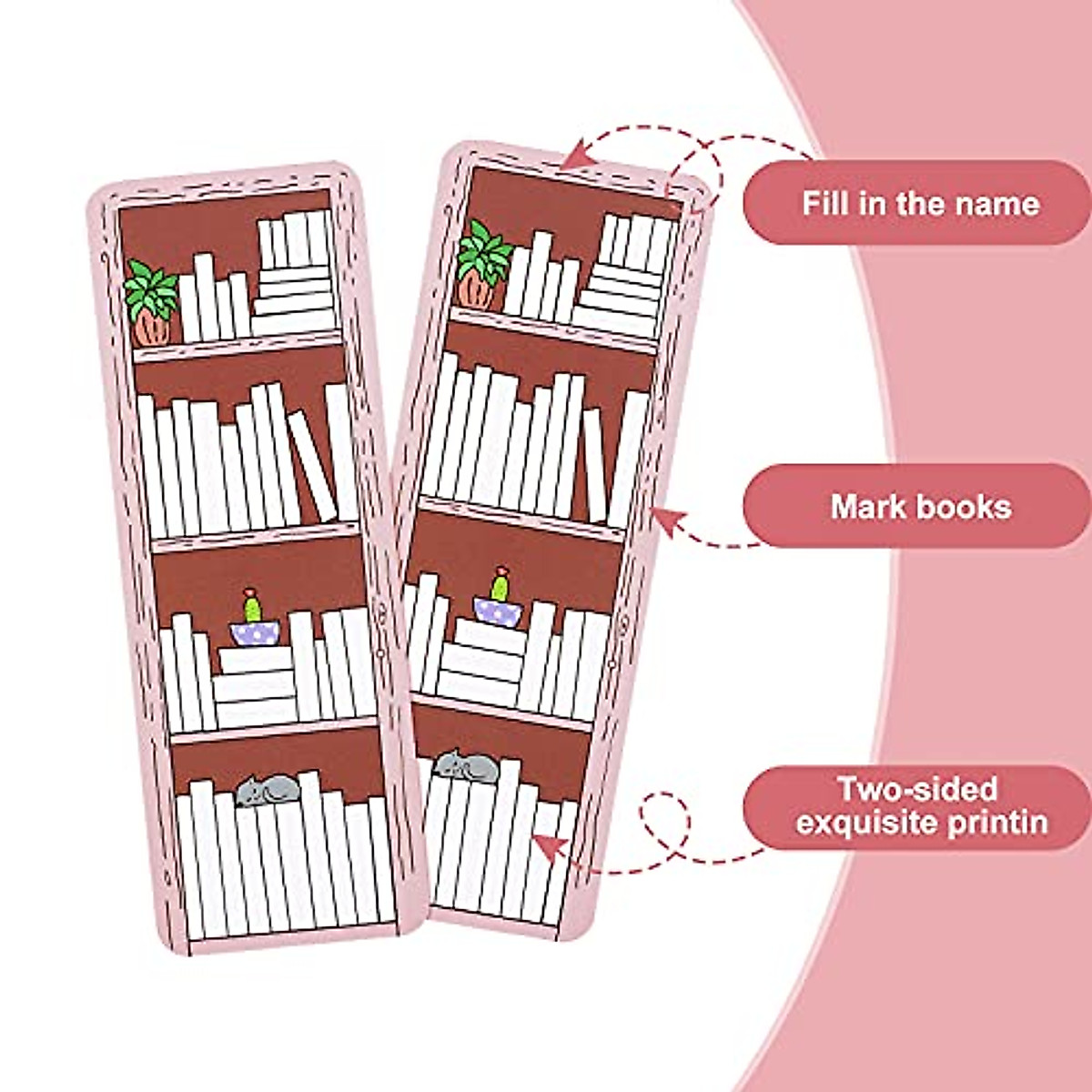 50 Pieces Book Tracker Bookmark Bookshelf Design Bookmark Double-Sided Reading Page Markers for Christmas Party Reader Writer Kids Student Book Lover Supplies