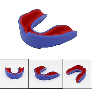 Sports Mouth Guard for Kids Youth/Adults-Mouthguard for Lacrosse, Basketball, Karate, Flag Football, Martial Arts, Rugby, Boxing, MMA, Hockey -Free Carrying Case for Mouthguard(Blue red Kids)