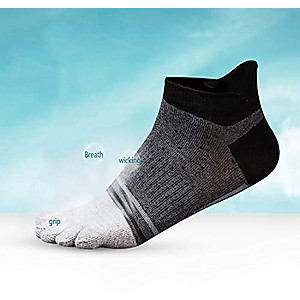 Men Toe Socks Cotton Low Cut No Show Athletic Running 5 Finger Wicking 6 Pack