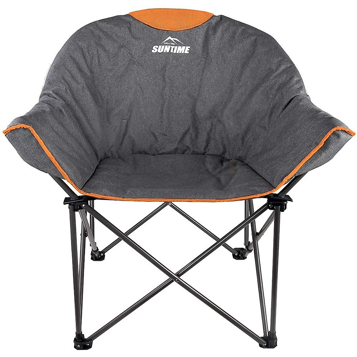 Suntime Sofa Chair, Oversize Padded Moon Leisure Portable Stable Comfortable Folding Chair for Camping, Hiking, Carry Bag(2 Pack)