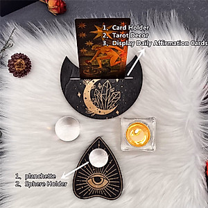 OKDOKEY Black Spirit Board & Tarot Card Stand Kit(3PC) | Black Wooden Laser Engraved Spirit Board | Unique Metaphysical Spirit Game | Talking Board | Seance |Witch Personalized Gift—Classic Series