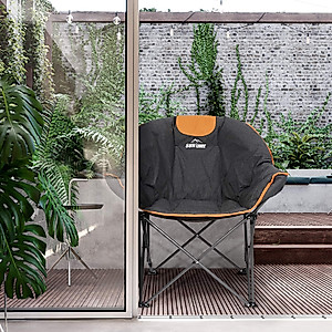 Suntime Sofa Chair, Oversize Padded Moon Leisure Portable Stable Comfortable Folding Chair for Camping, Hiking, Carry Bag(2 Pack)