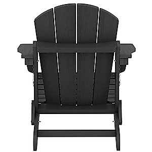 Folding Adirondack Chair Patio Chairs Lawn Chair Outdoor Adirondack Chair Weather Resistant for Patio Deck Garden, Backyard Deck, Fire Pit & Lawn Furniture Lawn Seating- Black