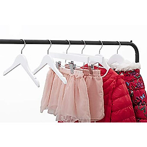 Premium Solid White Wood Clothes Hangers for Children Kids Baby Toddler, Beautiful Wooden Coat Dress Hangers- 360°Stronger Swivel Hook- Extra Smooth Finish- Smoothly Cut Notches-10 Pack LM02KW