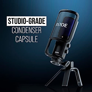 RØDE NT-USB+ Professional-Grade USB Condenser Microphone For Recording Studio Quality Audio Directly To A Computer Or Mobile Device, Black